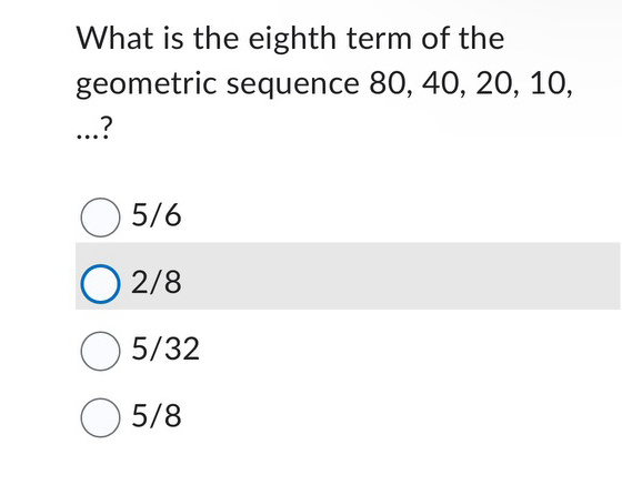 Solved What is the eighth term of the geometric sequence | Chegg.com