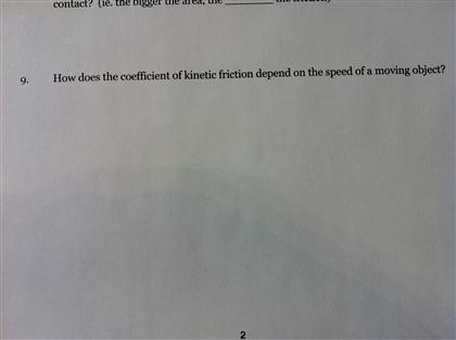 Solved How does the coefficient of kinetic friction depend | Chegg.com