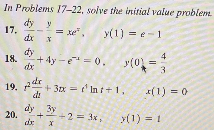 Solved = In Problems 17–22, solve the initial value problem. | Chegg.com