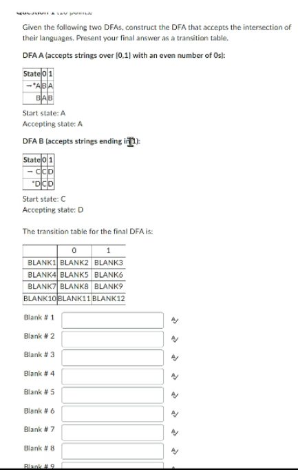 Solved Given the following two DFAs, construct the DFA that | Chegg.com