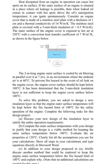 Solved Heat dissipated from an engine in operation can cause | Chegg.com