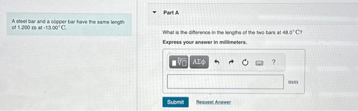 Solved A steel bar and a copper bar have the same length of | Chegg.com