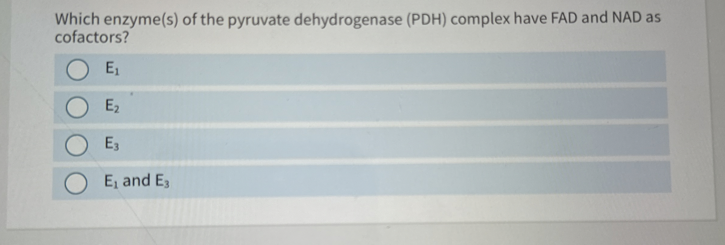 Solved Which enzyme(s) ﻿of the pyruvate dehydrogenase (PDH) | Chegg.com