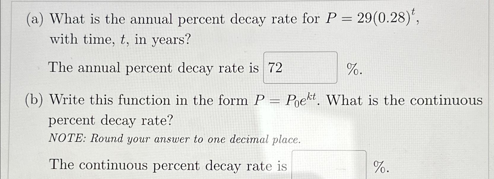 Solved (a) ﻿What is the annual percent decay rate for | Chegg.com