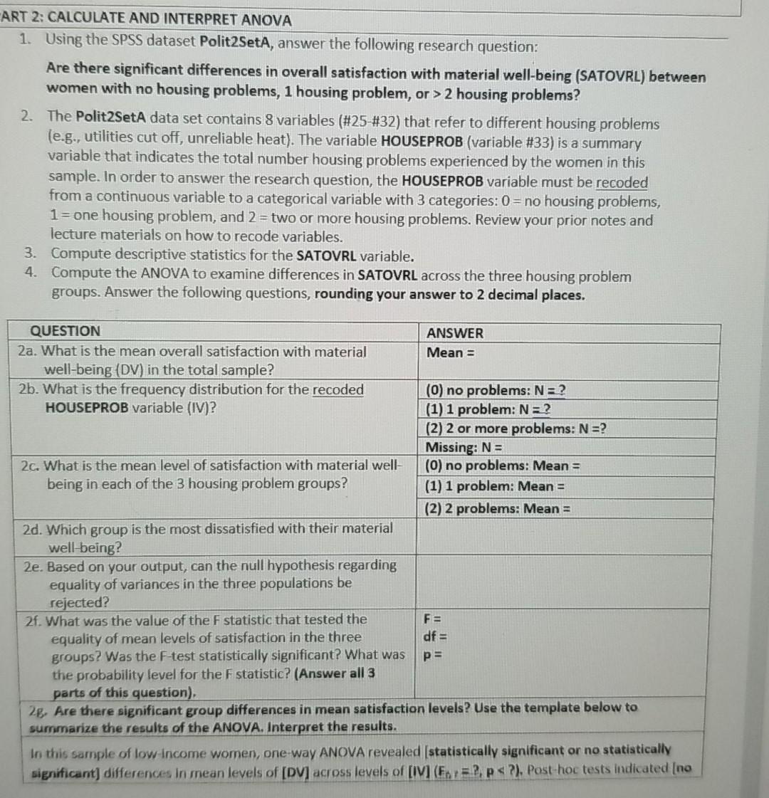 Solved Descriptives satovrl Overall satisfaction, material | Chegg.com