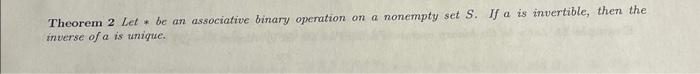 Solved Theorem 2 Let Be An Associative Binary Operation On 9656