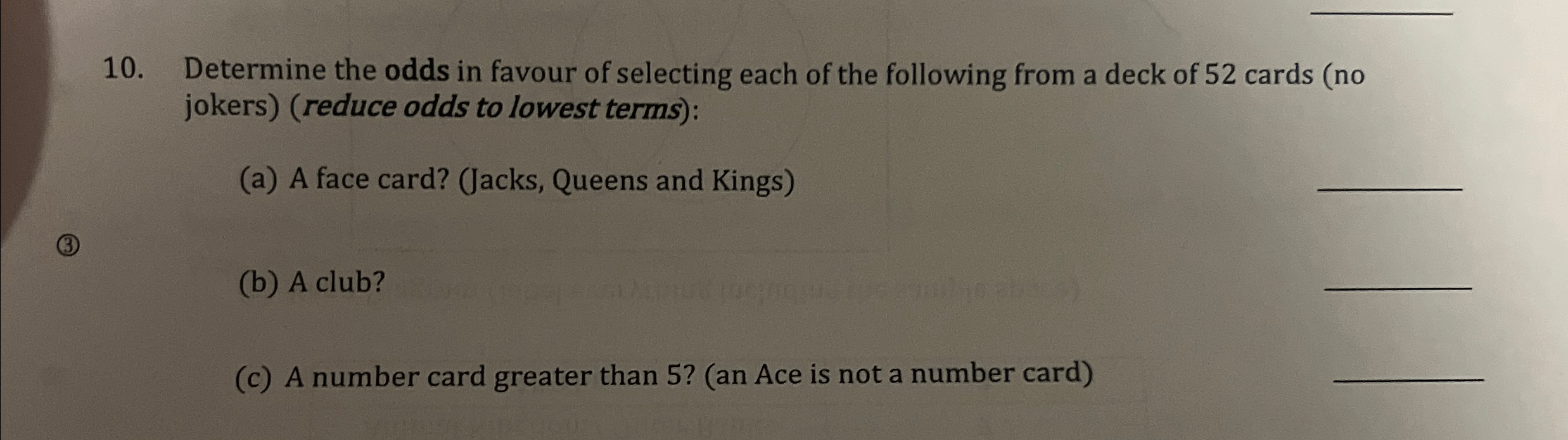 Solved Determine the odds in favour of selecting each of the | Chegg.com