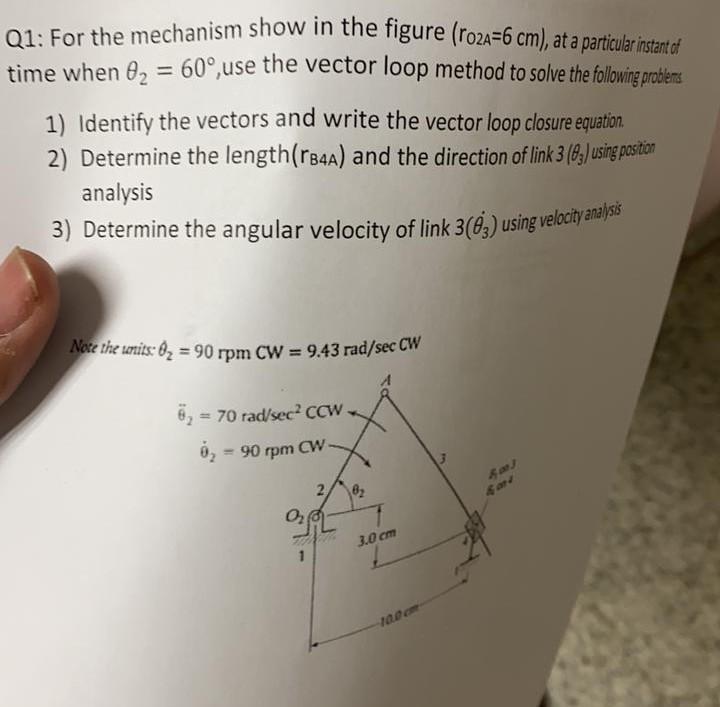 Solved Q1: For the mechanism show in the figure (roza=6 cm), | Chegg.com
