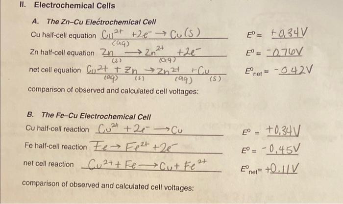 II. Electrochemical Cells A. The Zn-Cu | Chegg.com