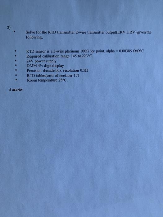 3) Solve for the RID transmitter 2-wire transmitter | Chegg.com