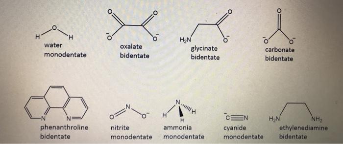 Solved 1. For each of the 9 ligands given in Figure 1 draw | Chegg.com