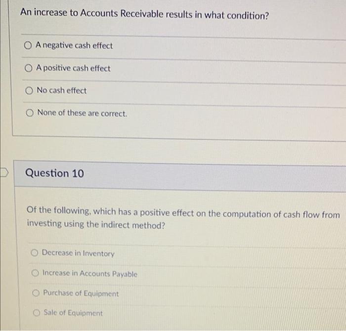 Solved An increase to Accounts Receivable results in what | Chegg.com