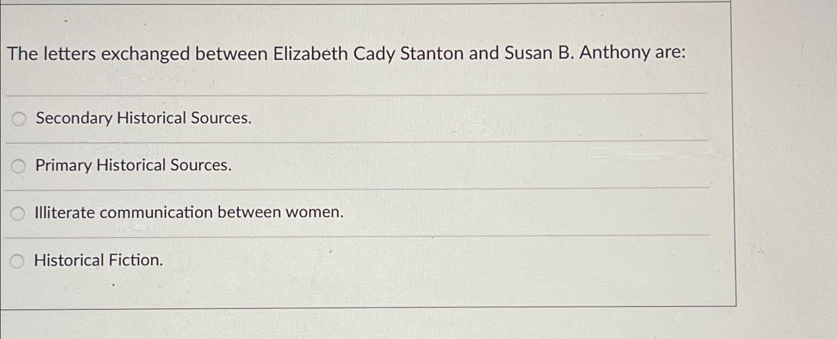 Solved The letters exchanged between Elizabeth Cady Stanton | Chegg.com