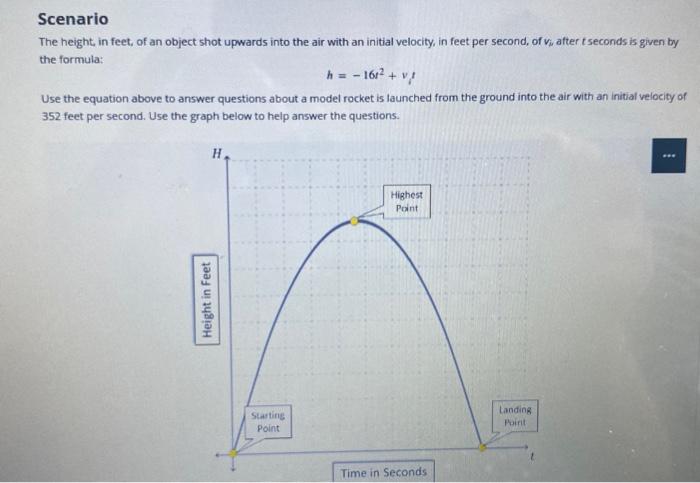 Solved Scenario The height, in feet, of an object shot | Chegg.com