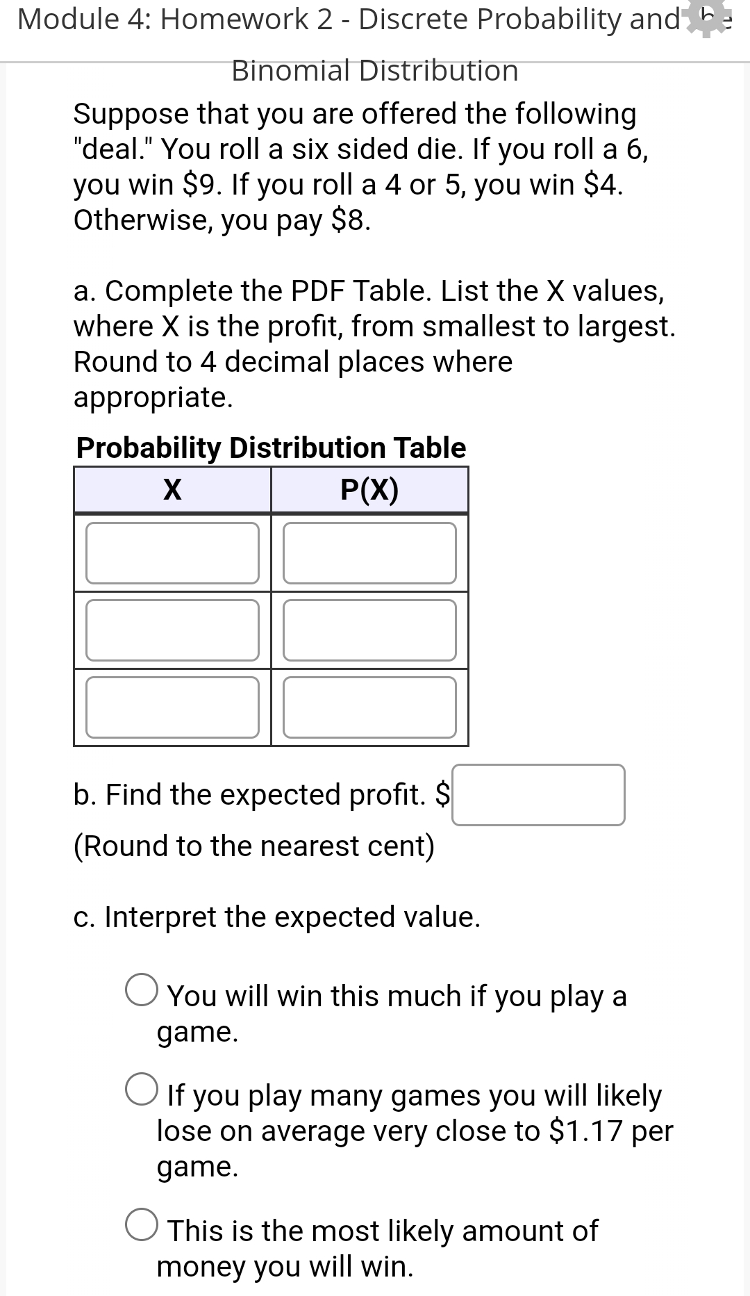 Solved Module 4: Homework 2 - ﻿Discrete Probability | Chegg.com