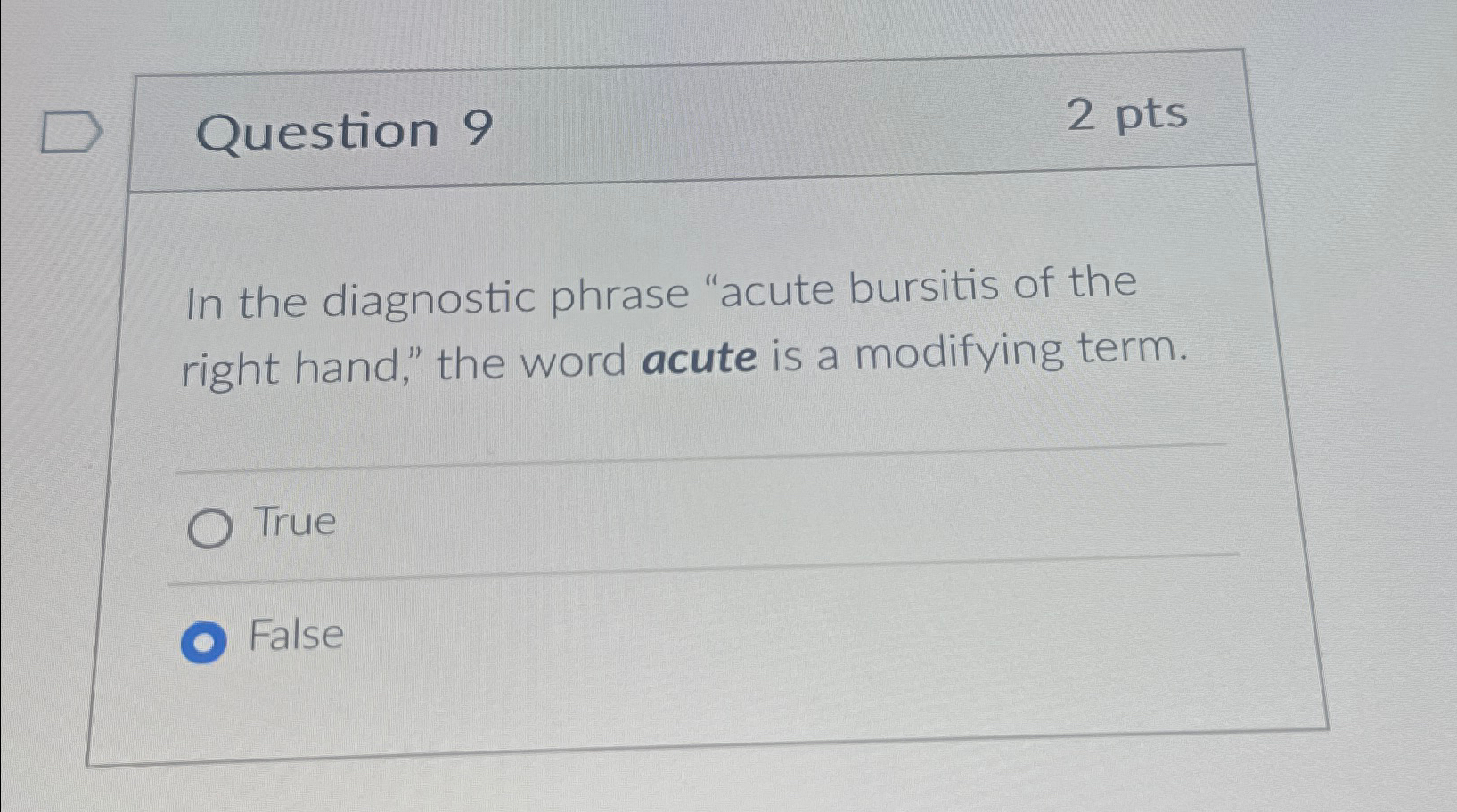 Solved Question 92 ﻿ptsIn the diagnostic phrase "acute | Chegg.com