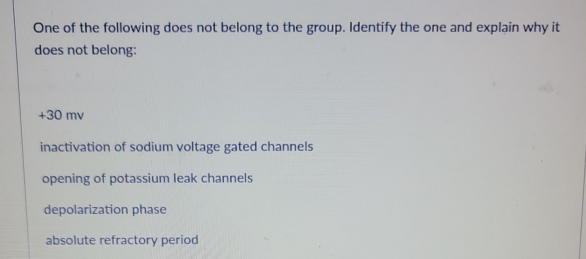 Solved One of the following does not belong to the group. | Chegg.com