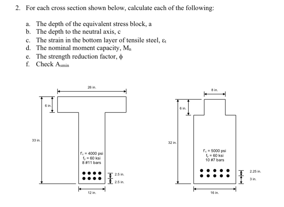 Solved For each cross section shown below, calculate each of | Chegg.com