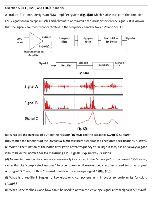 Solved Question 5 (ECG, ﻿EMG, and EOG): (5 ﻿marks)A student, | Chegg.com