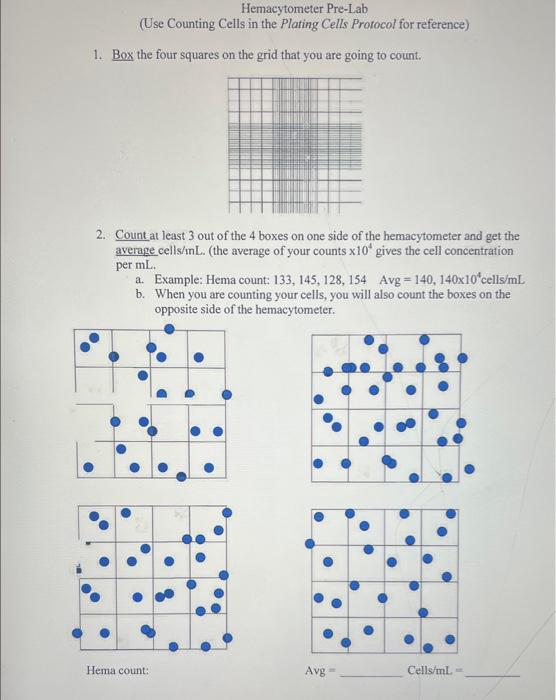 Solved Hemacytometer Pre-Lab (Use Counting Cells in the | Chegg.com
