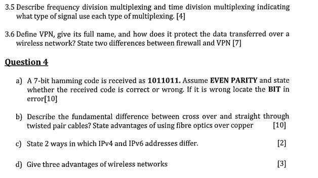Solved 3.5 Describe frequency division multiplexing and time | Chegg.com
