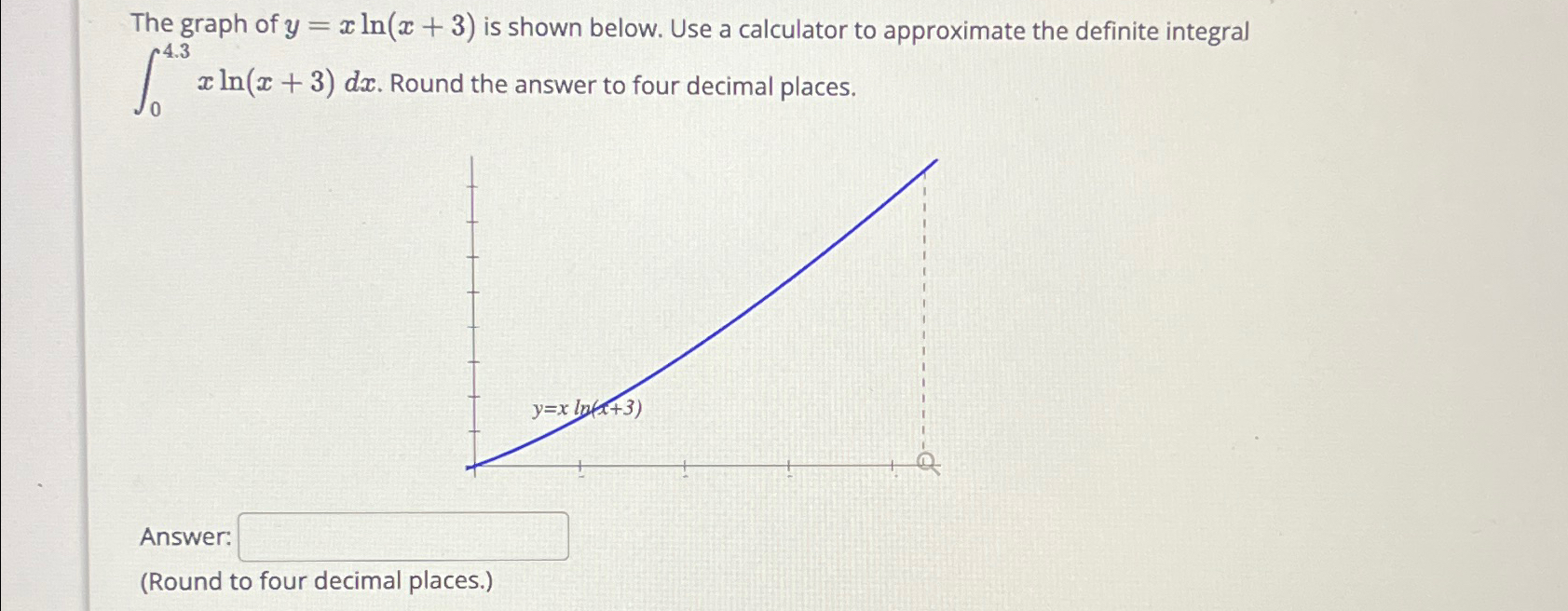 Solved The graph of y=xln(x+3) ﻿is shown below. Use a | Chegg.com