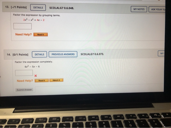 Solved 13. [-/1 Points] DETAILS SCOLALG7 0.6.048. MY NOTES | Chegg.com