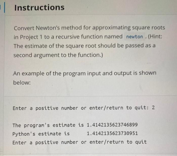 Solved | Instructions Convert Newton's method for | Chegg.com