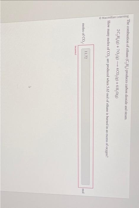 Solved The combustion of ethane (C2H6) produces carbon | Chegg.com