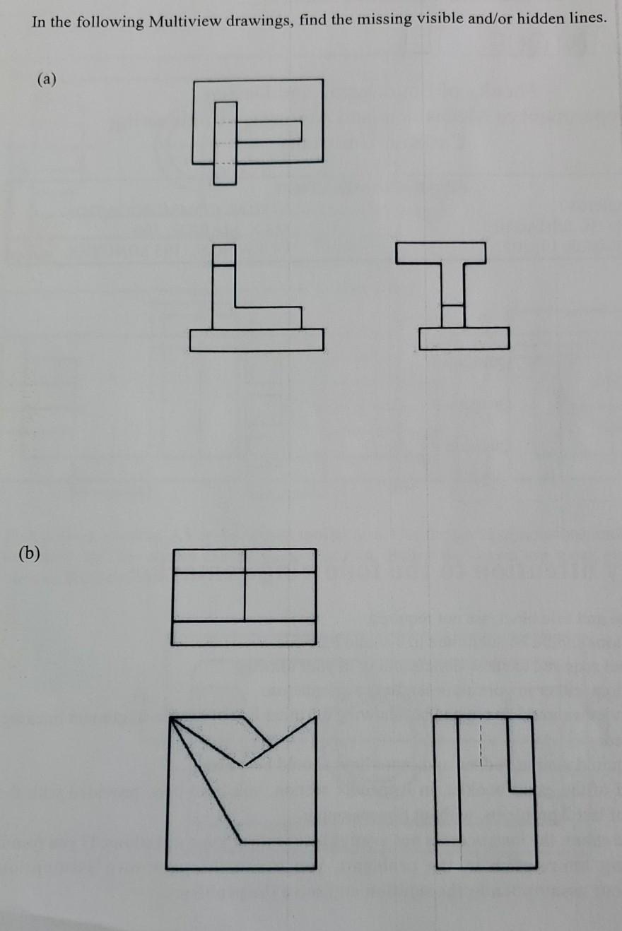 Solved In the following Multiview drawings, find the missing | Chegg.com