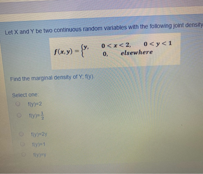 Solved Let X and Y be two continuous random variables with | Chegg.com