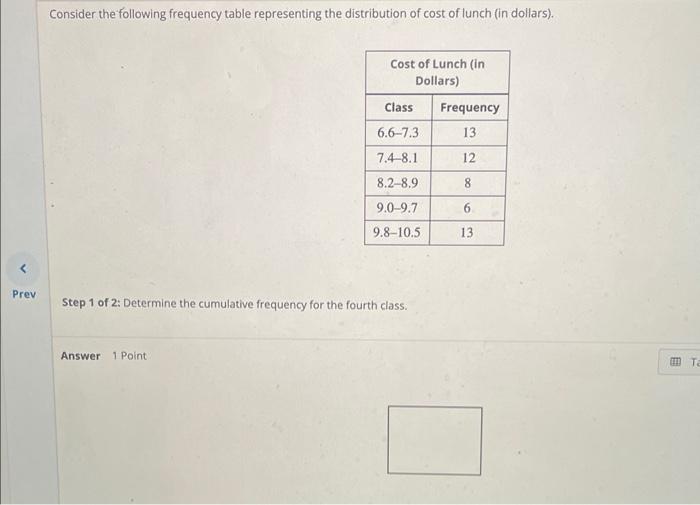 Solved Consider the following frequency table representing | Chegg.com