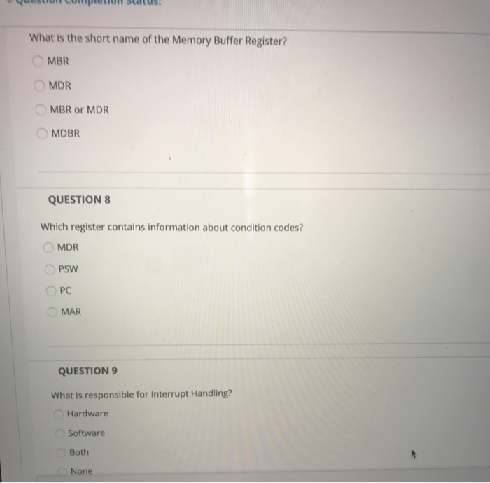 Solved What is the short name of the Memory Buffer Register? | Chegg.com