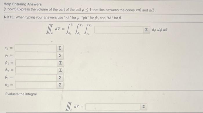 Solved Help Entering Answers (1 point) Express the volume of | Chegg.com