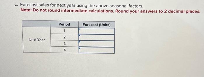 Solved b. Compute trend and seasonal factor from a linear | Chegg.com