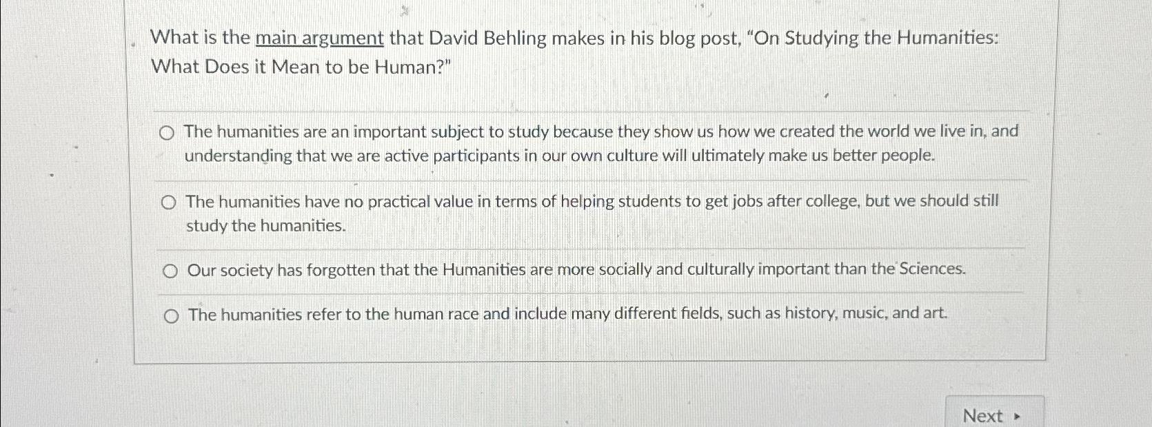 Solved What is the main argument that David Behling makes in | Chegg.com