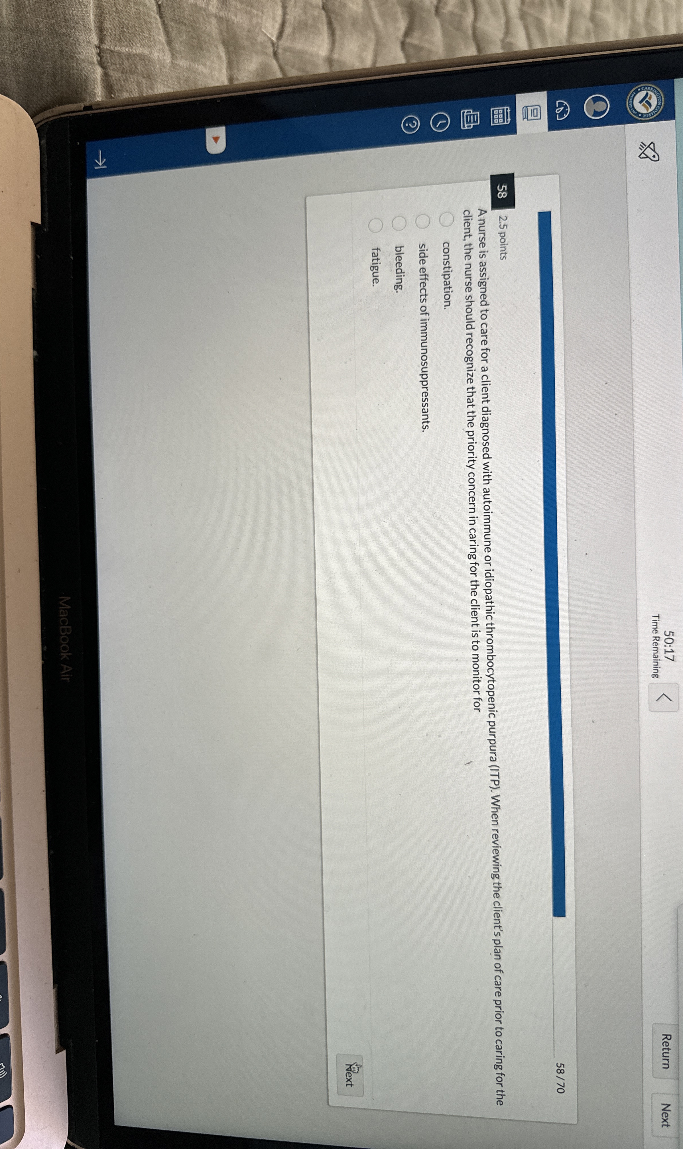 Solved 582.5 ﻿pointsA nurse is assigned to care for a client | Chegg.com