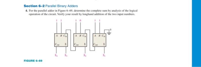 Solved Section 6-2 Parallel Binary Adders 4. For the | Chegg.com