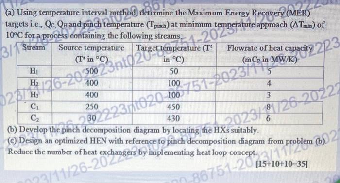 Solved (a) Using temperature interval method) determine the | Chegg.com