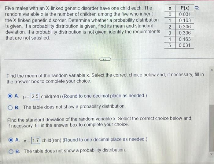 Solved Five males with an X-linked genetic disorder have one | Chegg.com