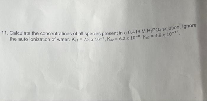 Solved 1. Calculate the concentrations of all species | Chegg.com