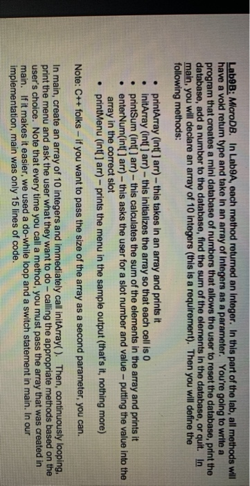 Solved Lab9B: MicroDB. In Lab9A, each method returned an | Chegg.com