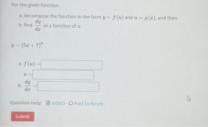 Solved For the given function, a. decompose the function in | Chegg.com