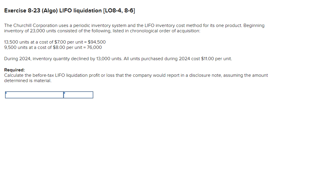 Solved Exercise 8-23 (Algo) ﻿LIFO liquidation | Chegg.com
