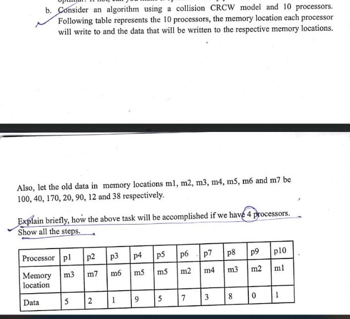 Solved B consider An Algorithm Using A Collision Crcw 7128