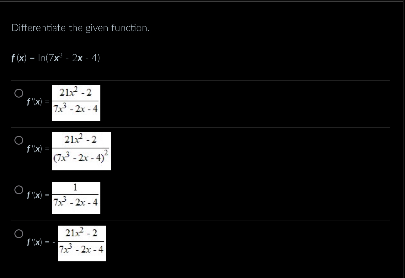 Solved Differentiate the given | Chegg.com