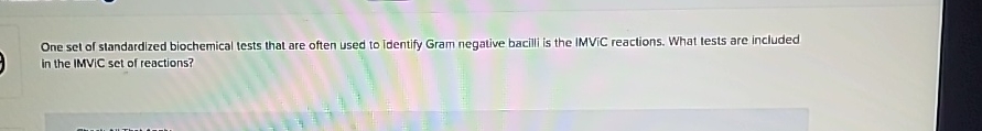 Solved One set of standardized biochemical tests that are | Chegg.com