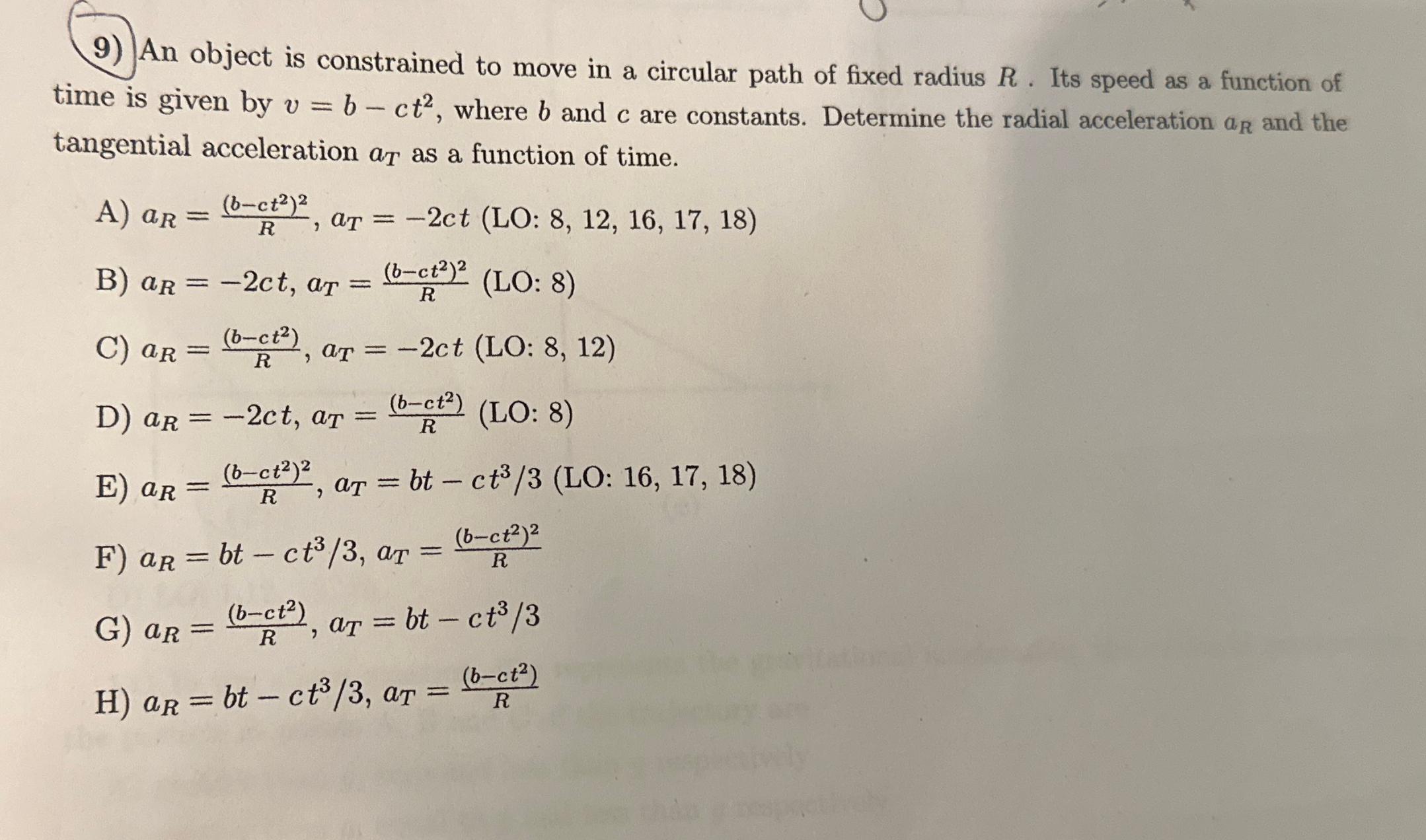 Solved An object is constrained to move in a circular path | Chegg.com