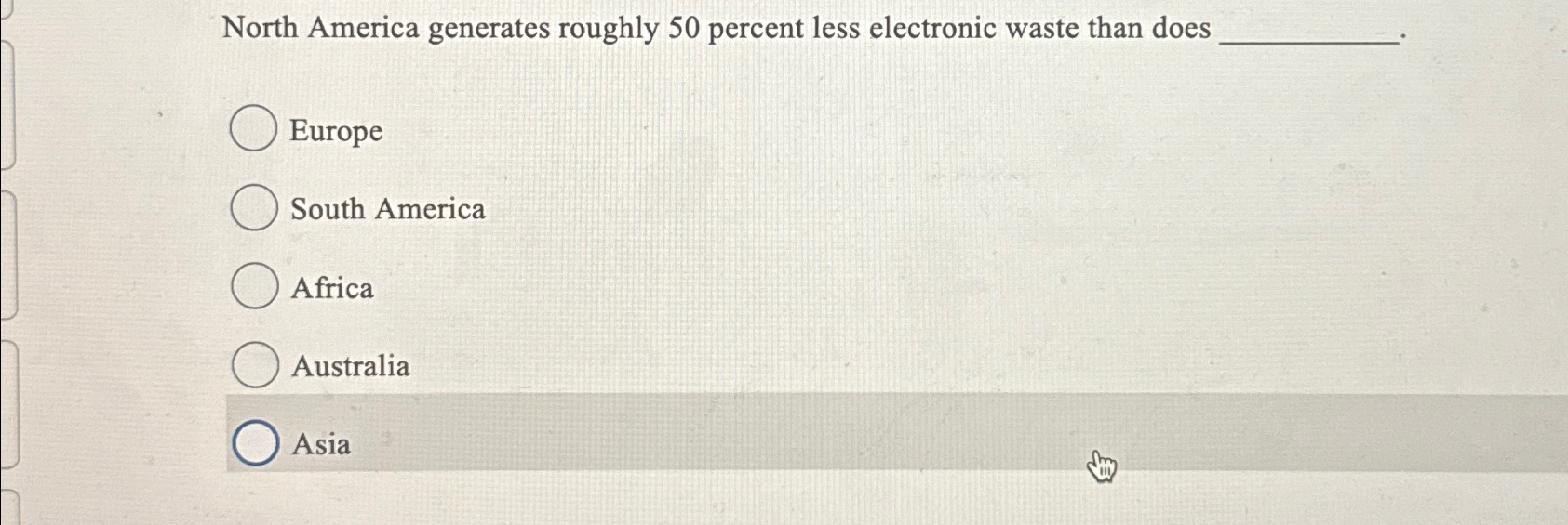 Solved North America generates roughly 50 ﻿percent less | Chegg.com