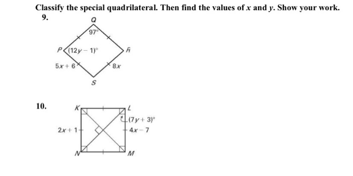 Solved Classify the special quadrilateral. Then find the | Chegg.com